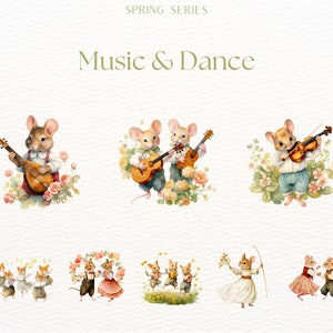 Watercolor Spring Mice Clipart, Cute Mice Clipart, Spring Sublimation ...