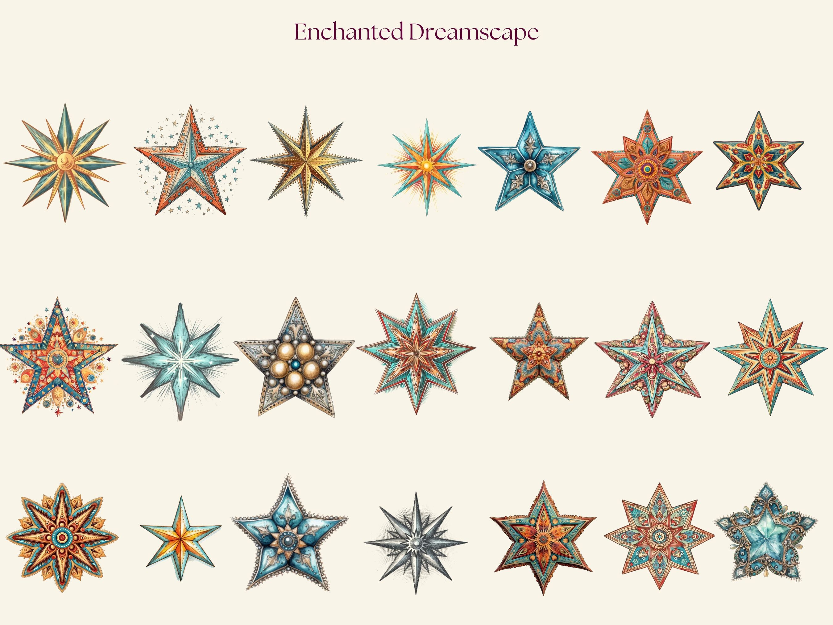 Vintage Hippie Stars Clipart Stars PNG Transparent - Etsy