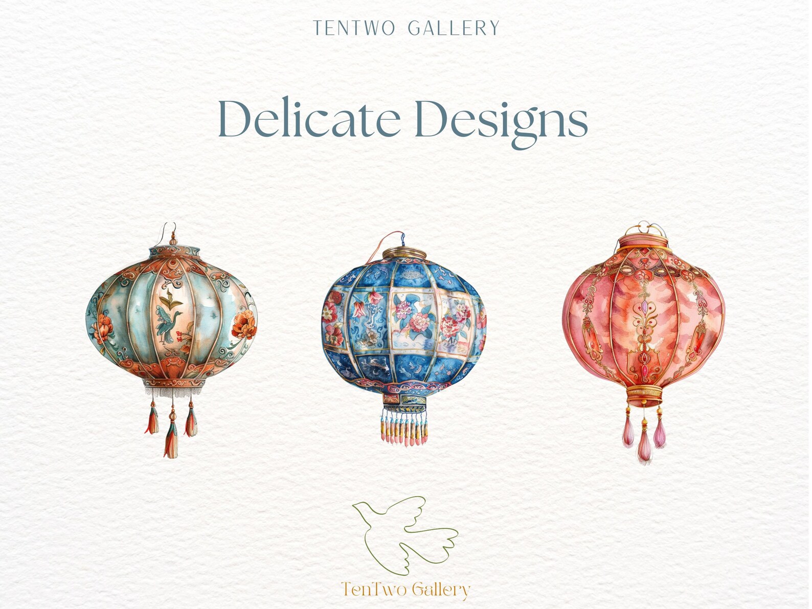 Japanese Paper Lanterns Clipart, Watercolor Paper Lanterns Sublimation ...