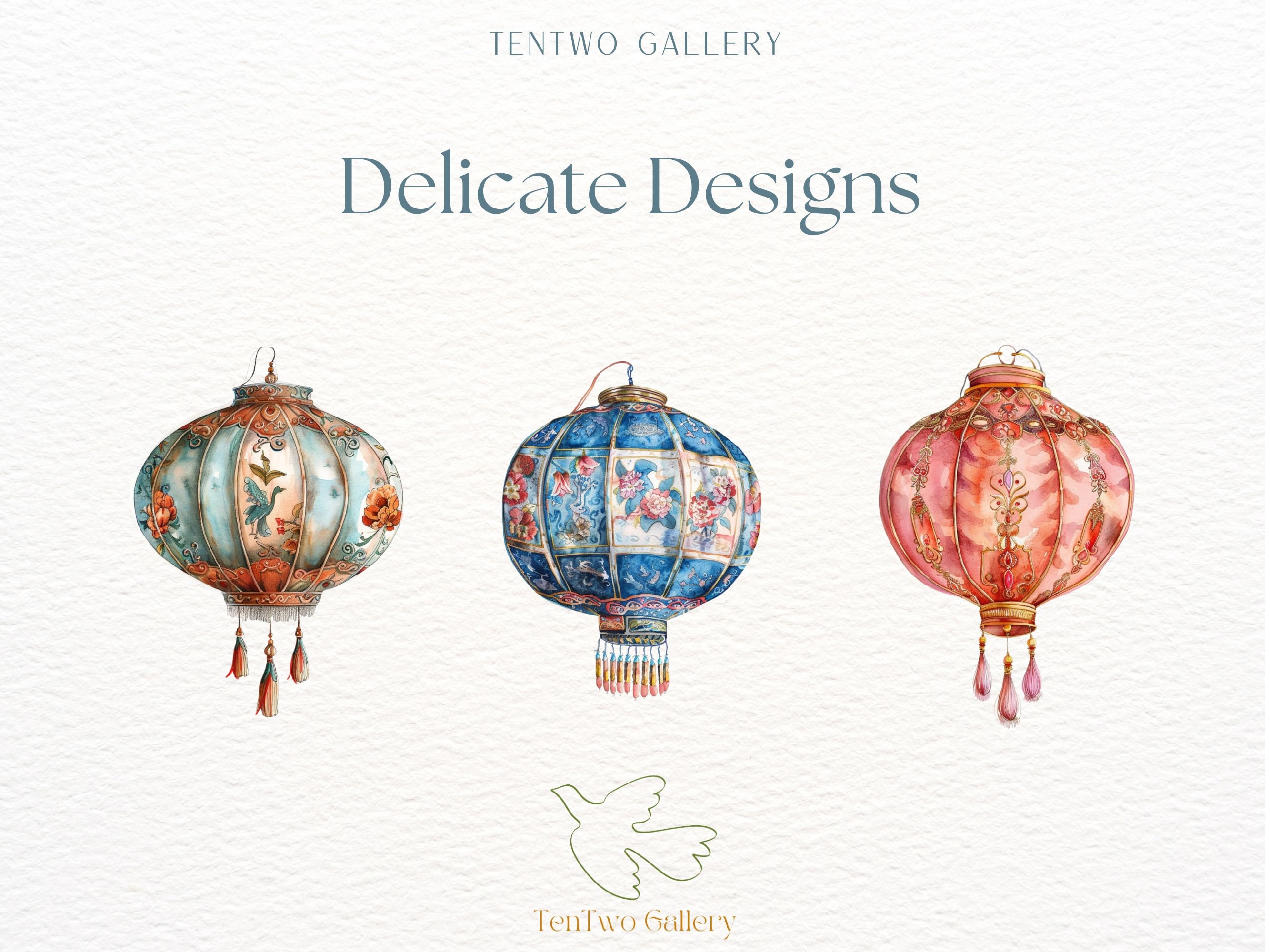 Japanese Paper Lanterns Clipart, Watercolor Paper Lanterns Sublimation ...