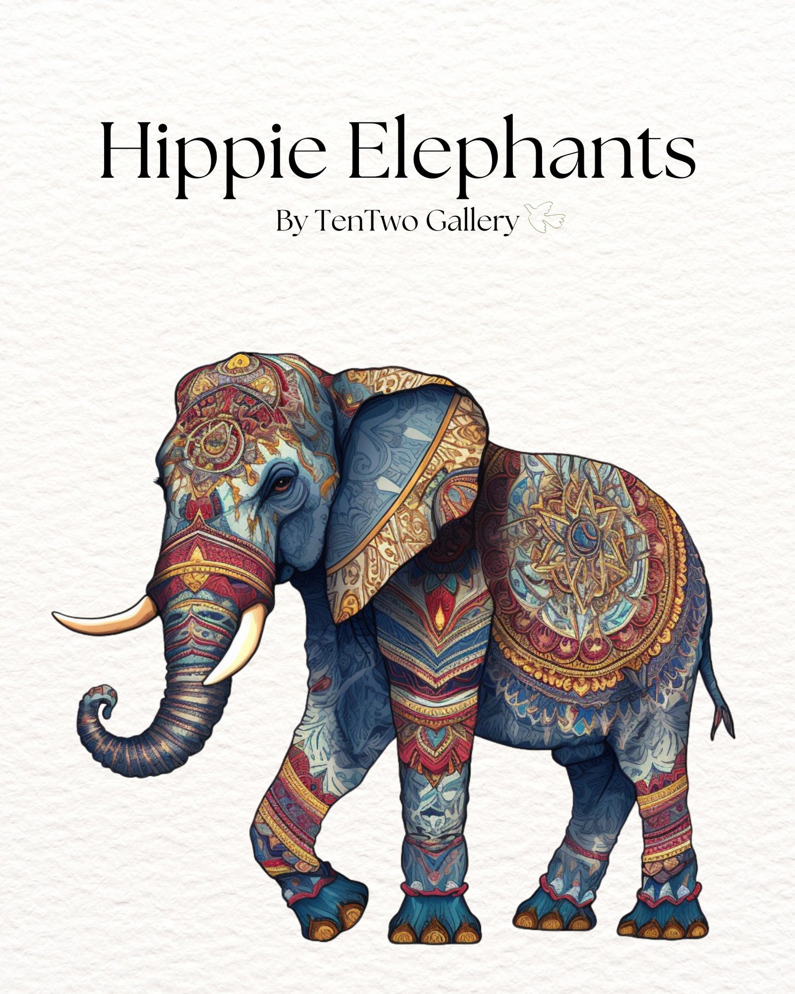 Vintage Elephants Clipart Bundle Hippie Elephants Clipart Groovy ...
