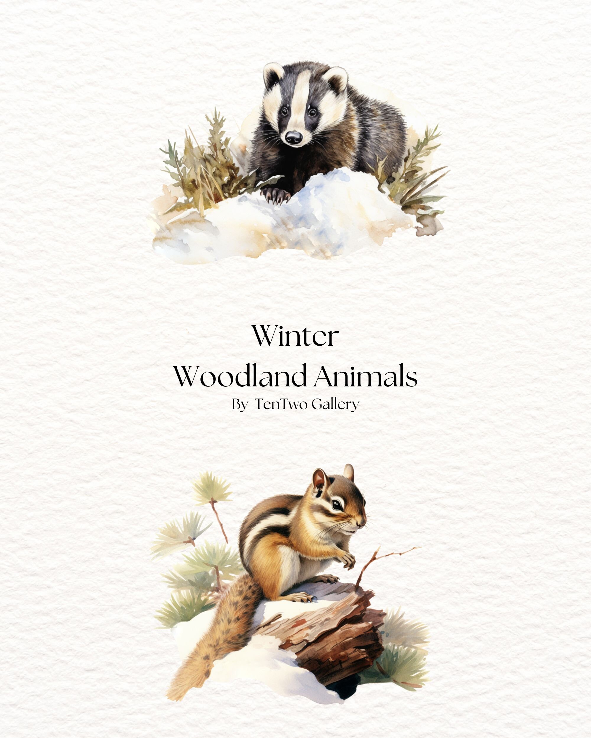 Winter Woodland Animals Clipart Bundle Watercolor Clipart Winter ...