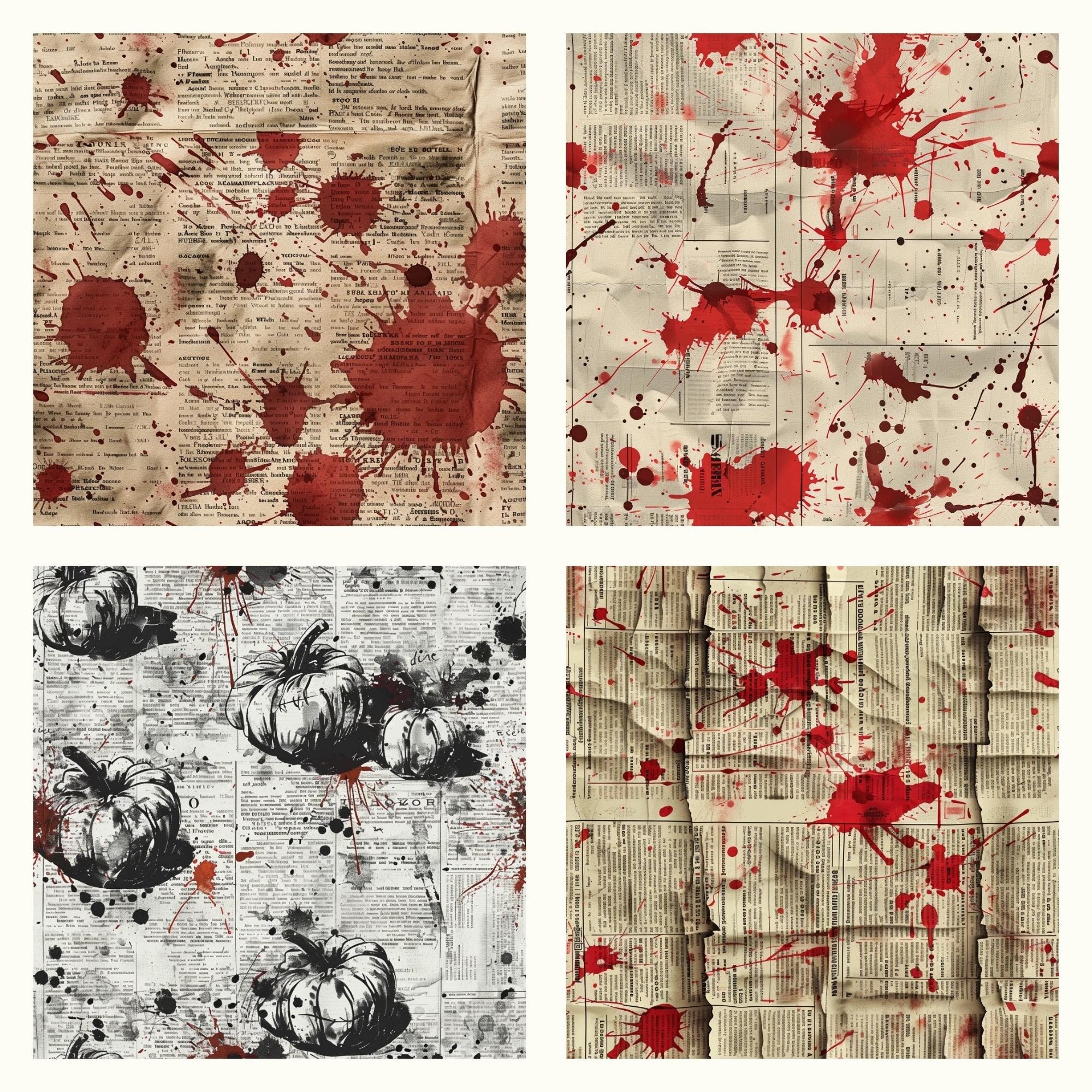 Bloody Newspaper Seamless Digital Paper, Printable Spooky Scrapbook ...