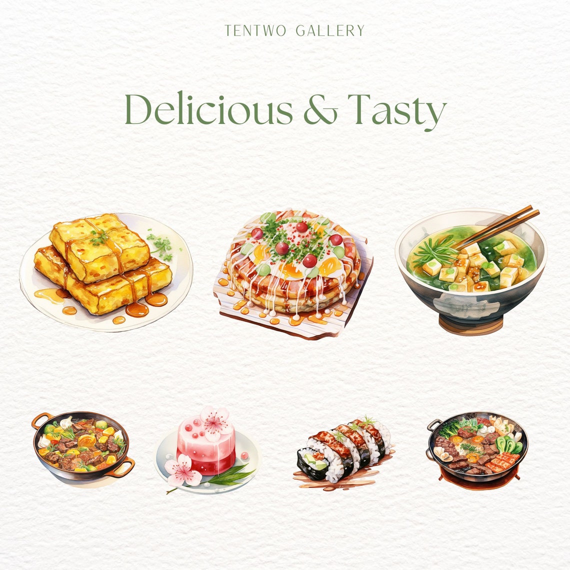 Japanese Food Clipart, Watercolor Japanese Food Sublimation, Japanese ...