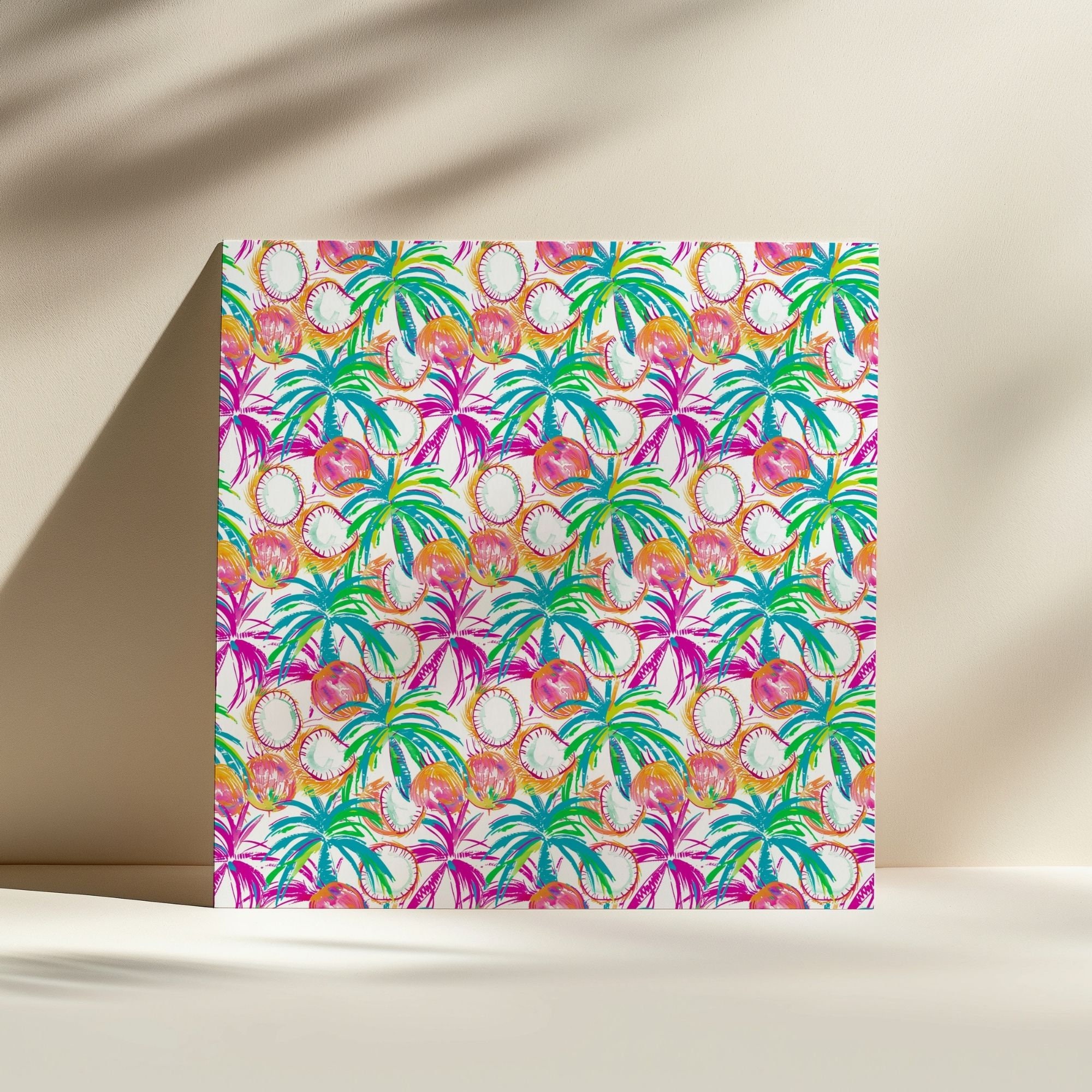Neon Beach Seamless Digital Paper, Printable Summer Beachy Scrapbook ...