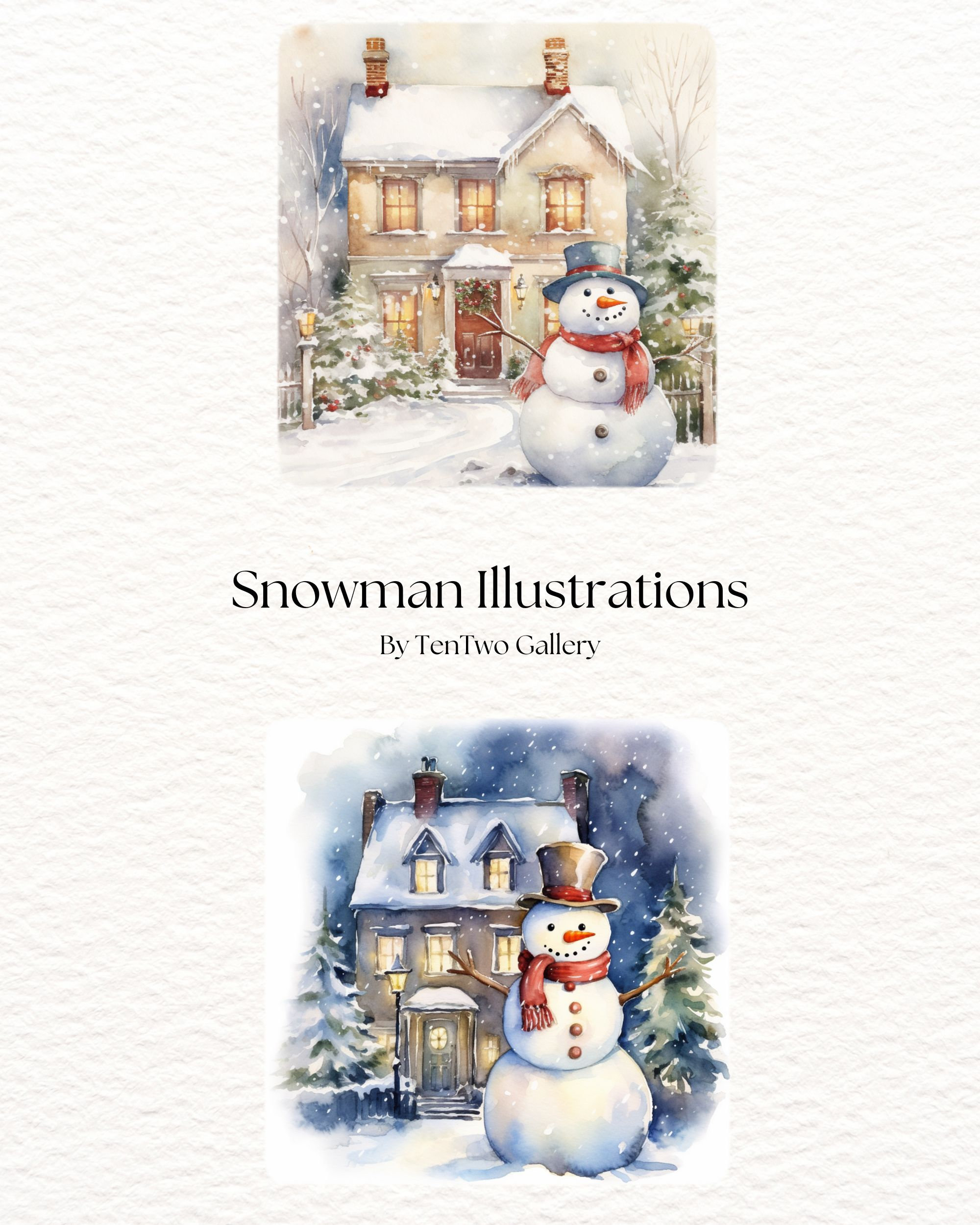 Snowman Clipart Set | Watercolor Snowmen Clipart | Christmas ...