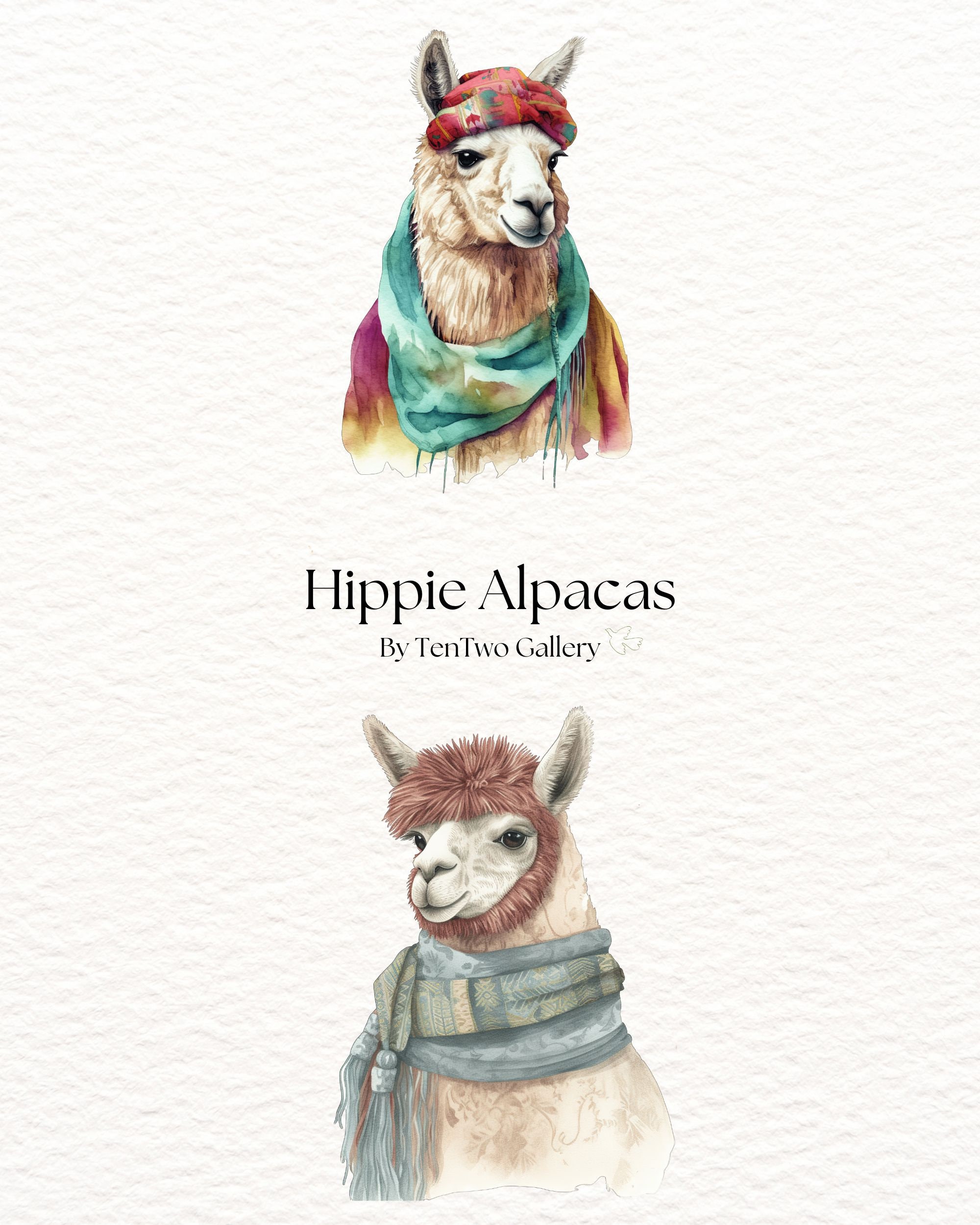 Hippie Alpacas Clipart | Cute Groovy Alpaca Clipart | 70's Sublimation ...