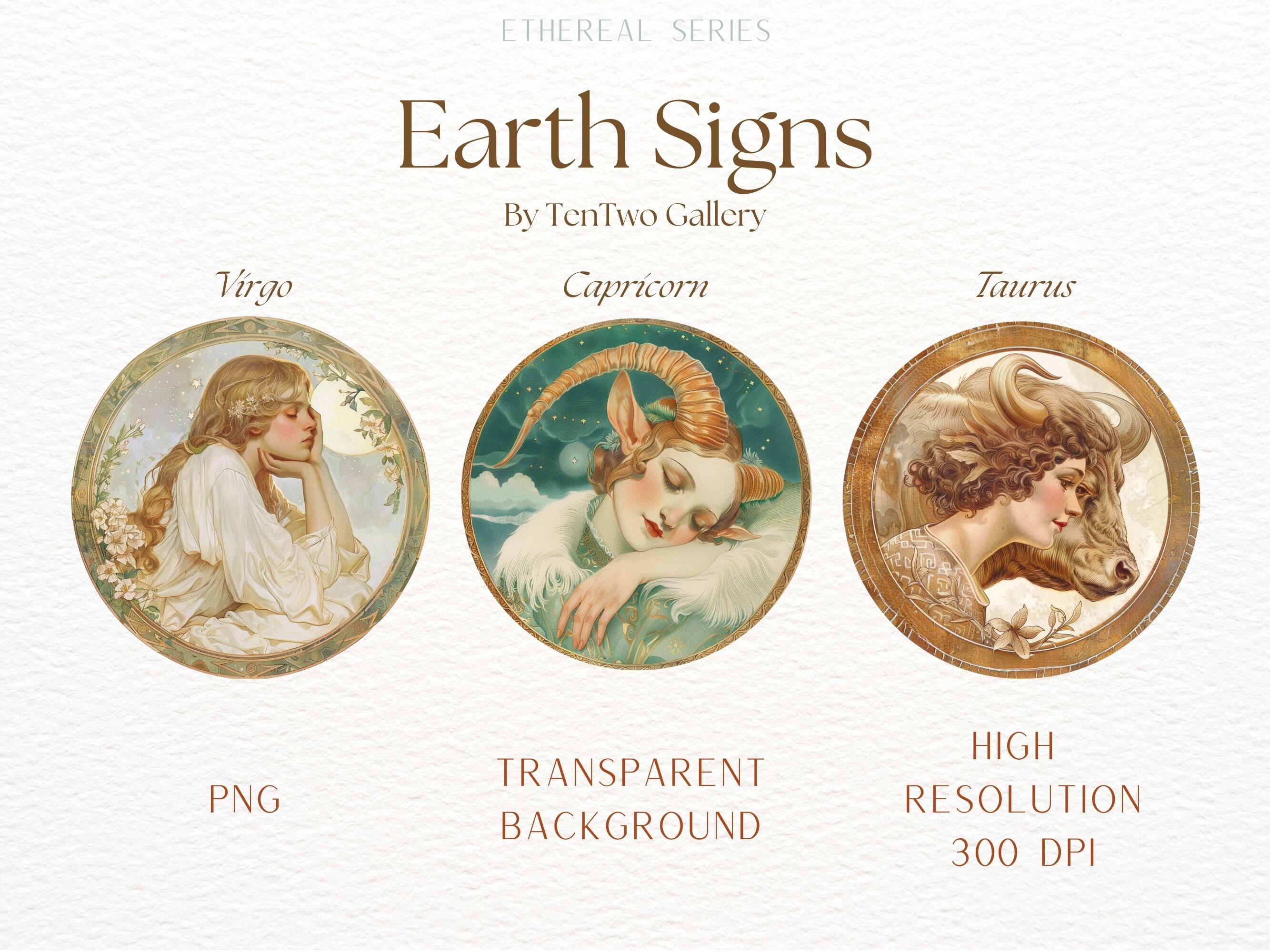 Zodiac Signs Clipart, Women-themed Zodiac Graphics, Astrology Clipart ...