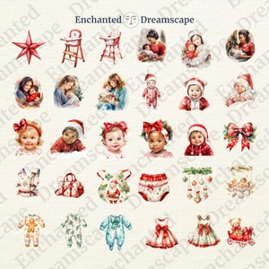 Christmas Baby Clipart Bundle | Watercolor Clipart | Babyshower ...