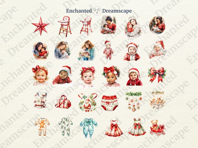 Christmas Baby Clipart Bundle | Watercolor Clipart | Babyshower ...