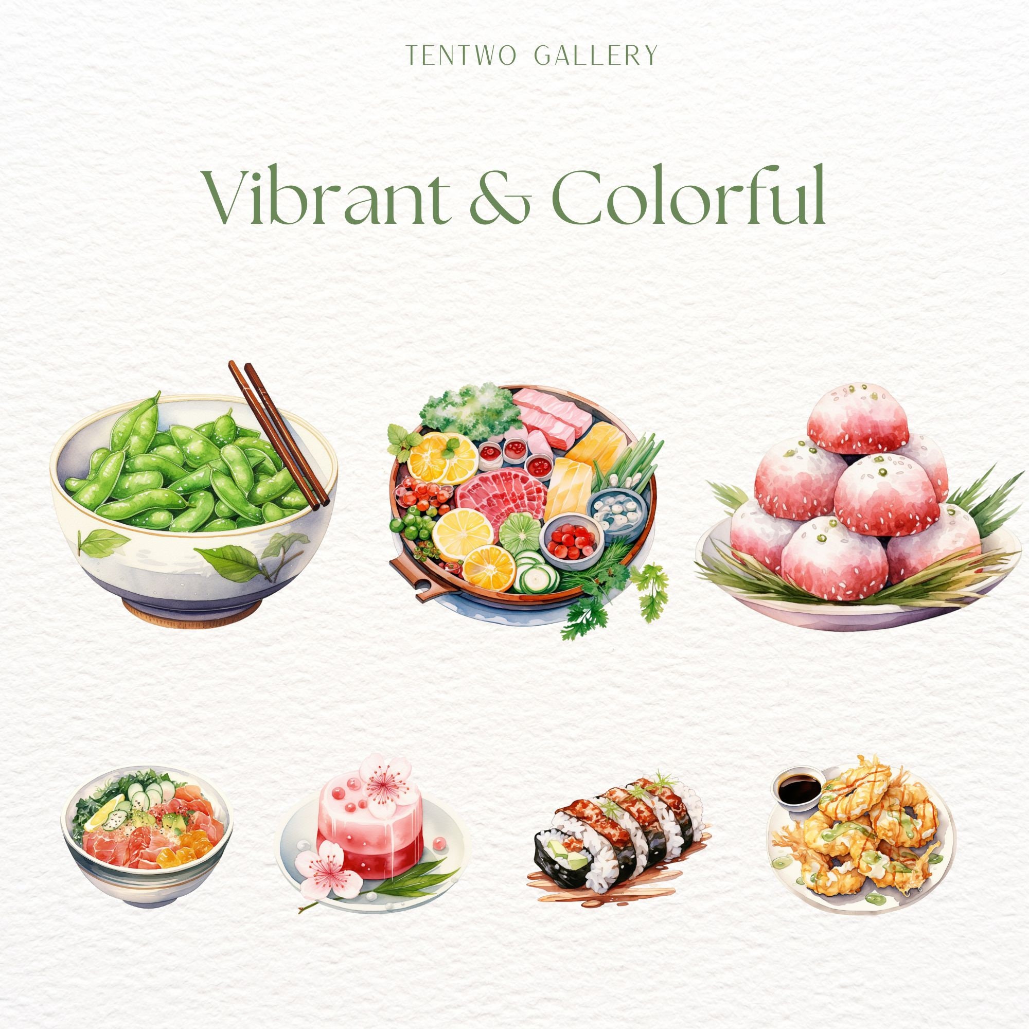 Japanese Food Clipart, Watercolor Japanese Food Sublimation, Japanese ...