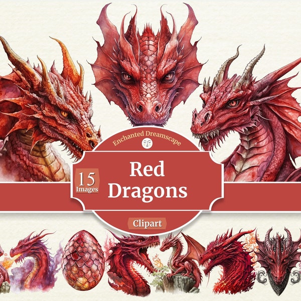 Red Dragon Clipart - Etsy