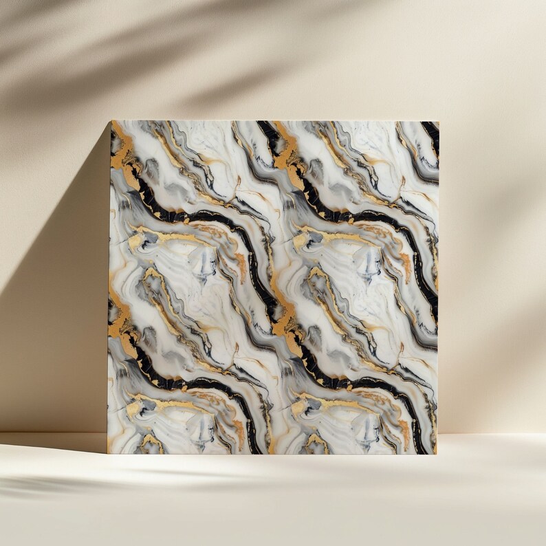 Marble in White and Gold Seamless Digital Paper, Printable Marble ...