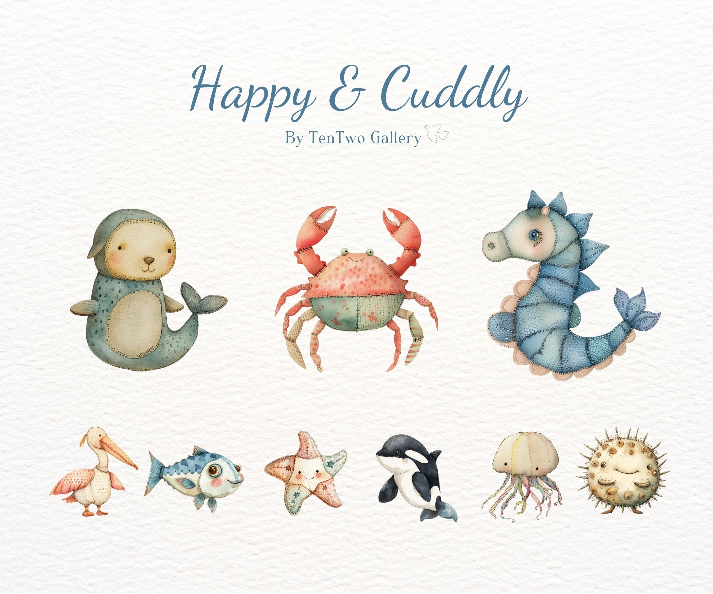 Cute Ocean Animals Clipart, Watercolor Nursery Animals Clipart, Baby ...