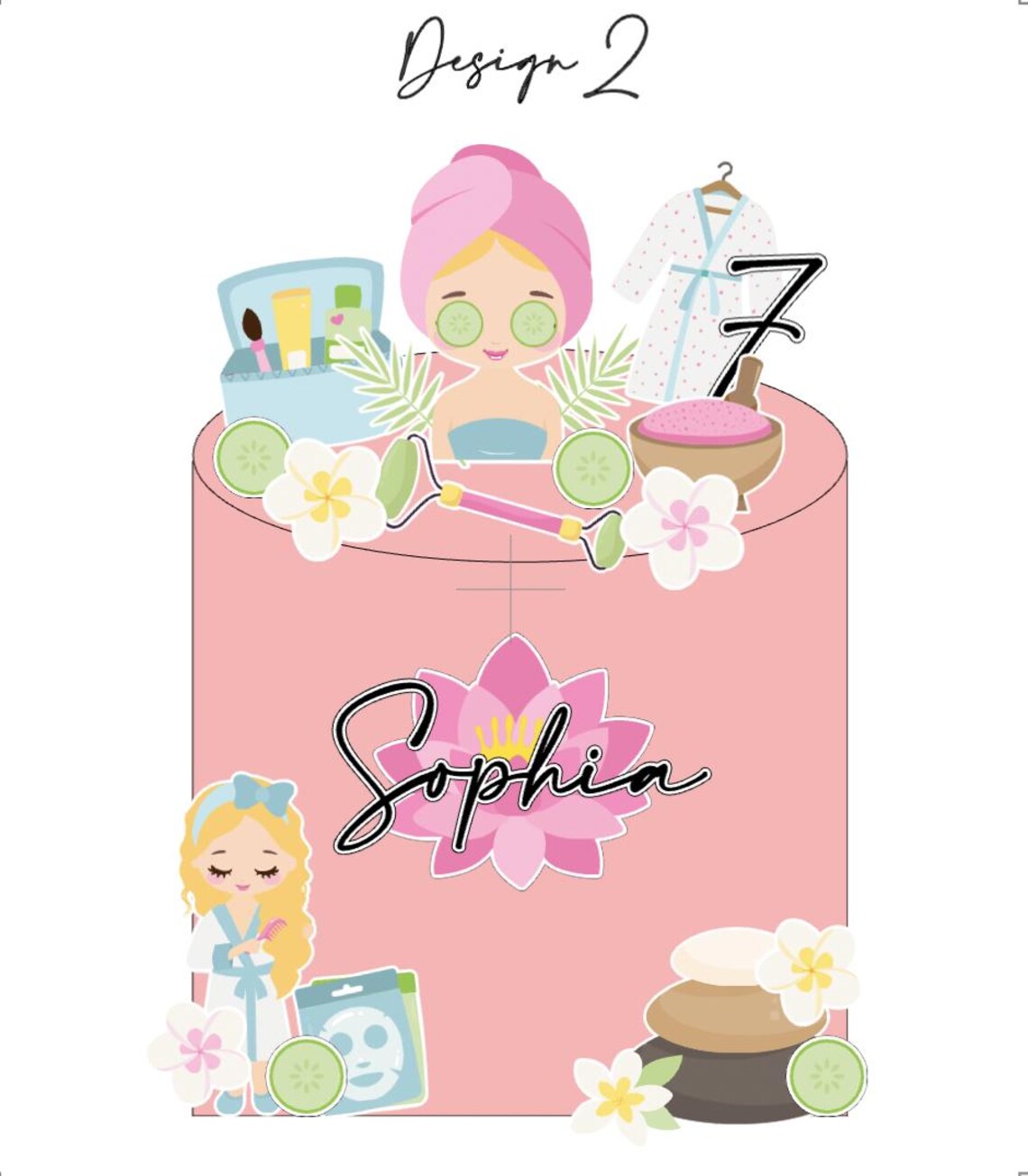 Spa Day Cake Topper Set | 3D Cake Topper | Customised Cake Topper ...