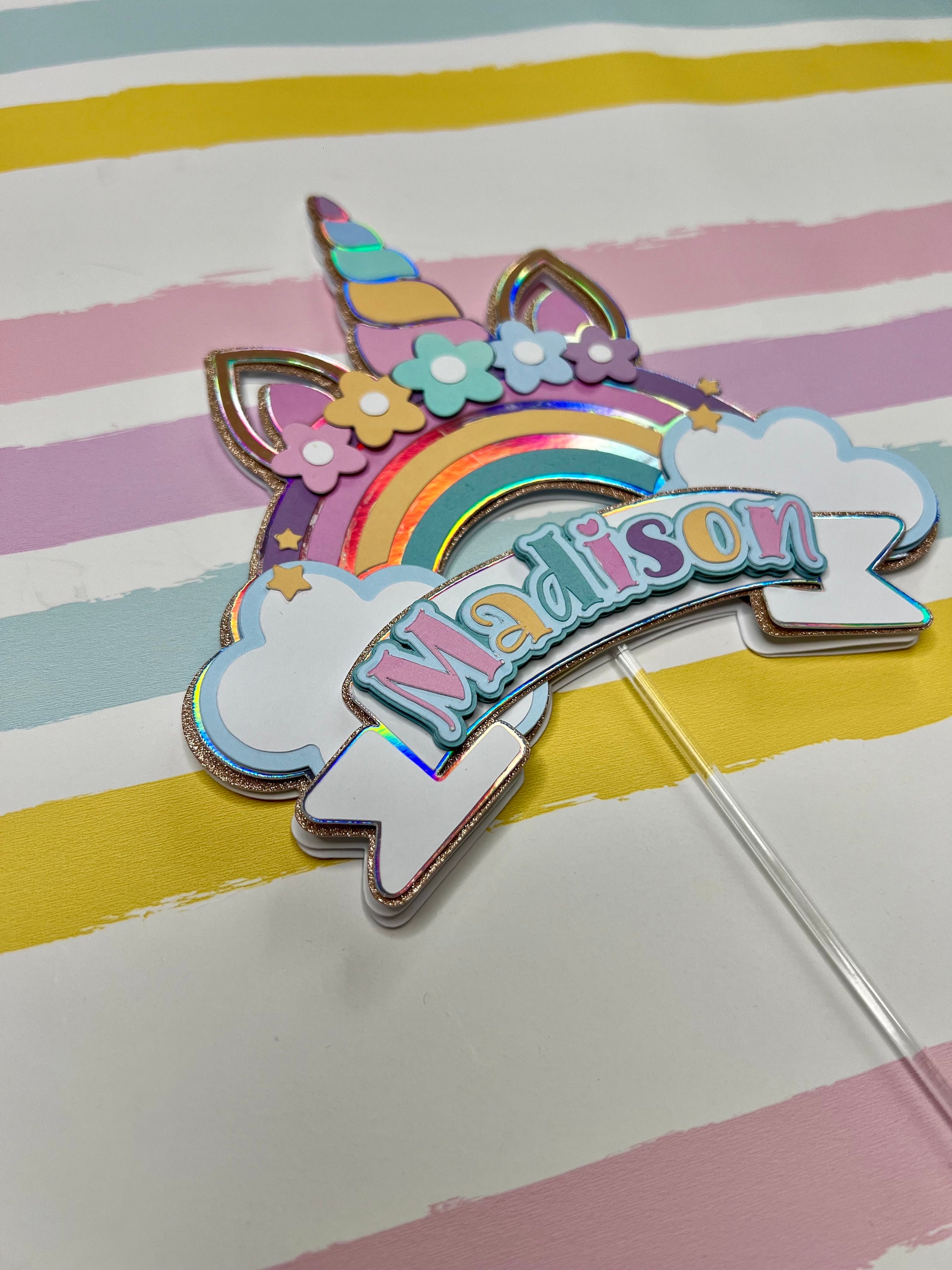 Unicorn Rainbow Cake Topper Unicorn Cake Topper Personalised Cake ...