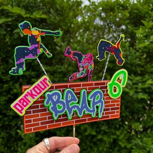 Parkour Cake Topper| Graffiti Cake Topper | Happy Birthday Cake Topper ...