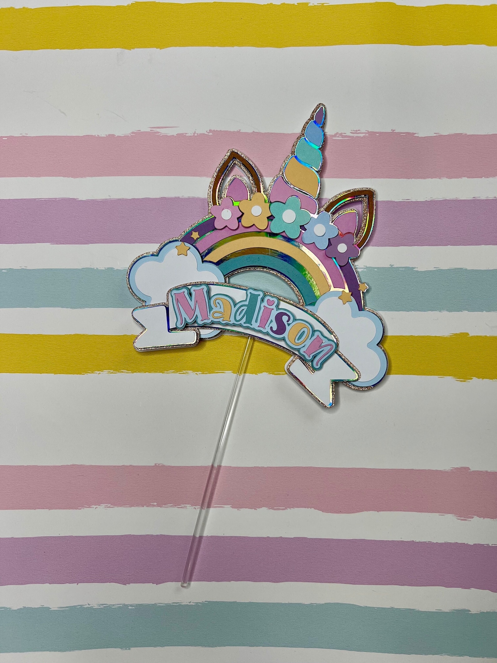 Unicorn Rainbow Cake Topper Unicorn Cake Topper Personalised Cake ...