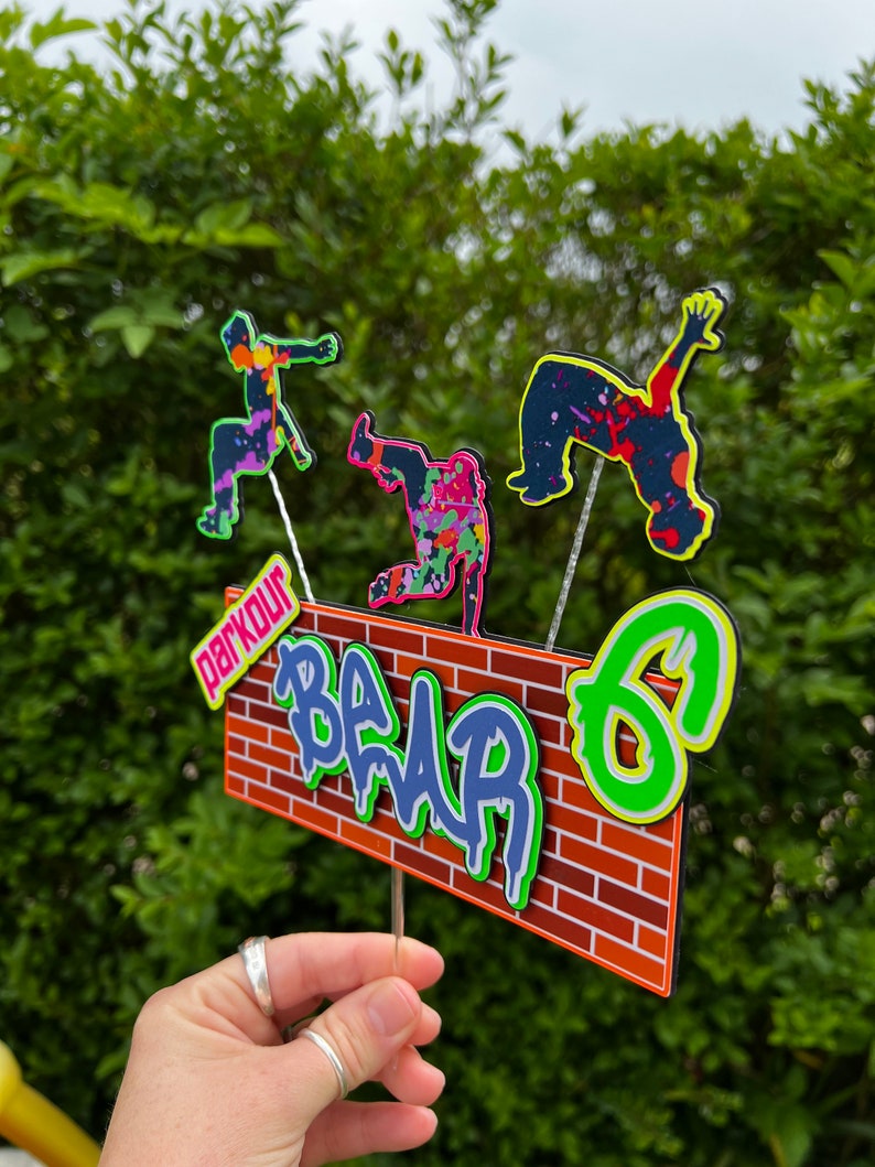 Parkour Cake Topper| Graffiti Cake Topper | Happy Birthday Cake Topper ...
