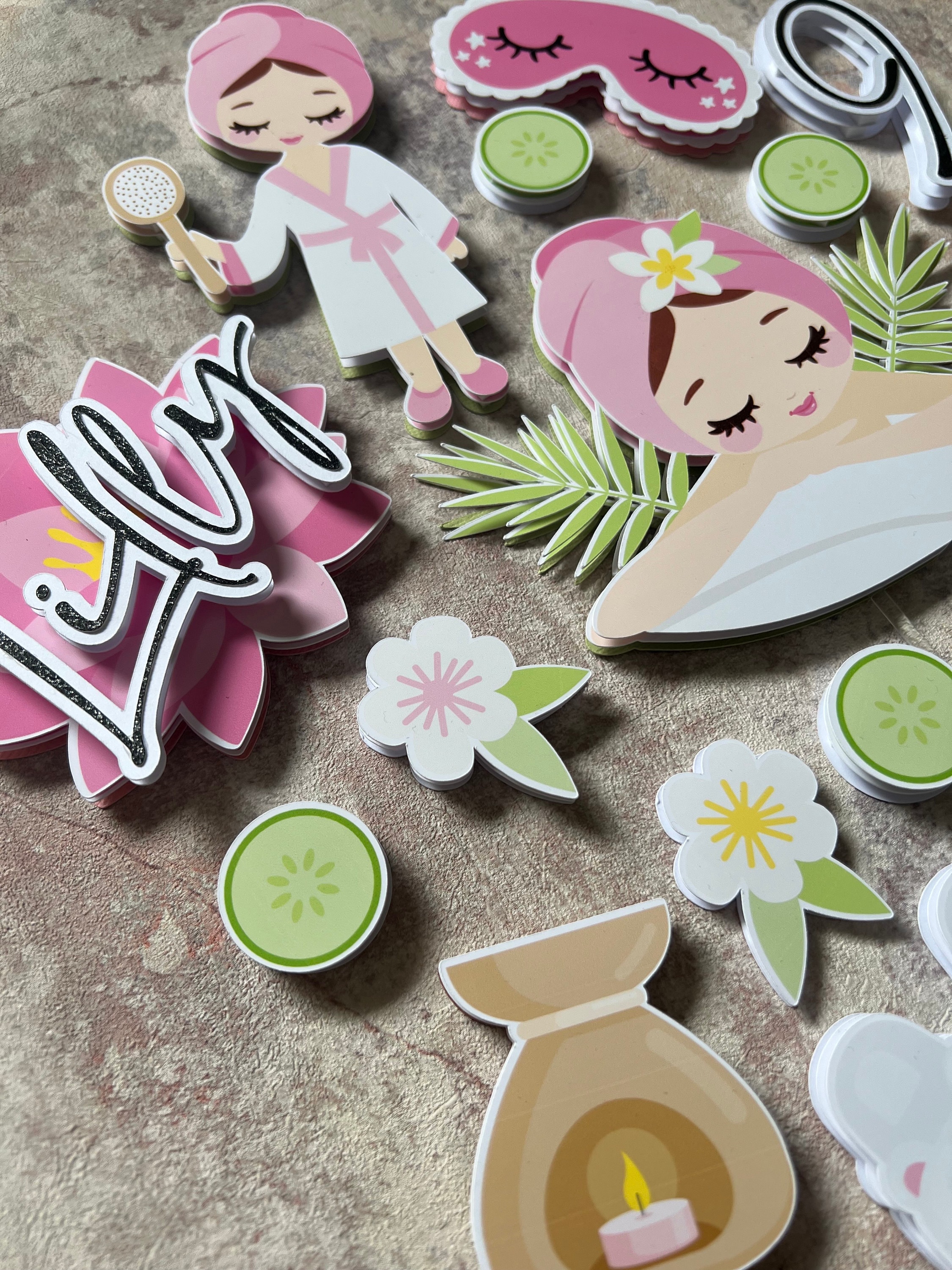 Spa Day Cake Topper Set | 3D Cake Topper | Customised Cake Topper ...