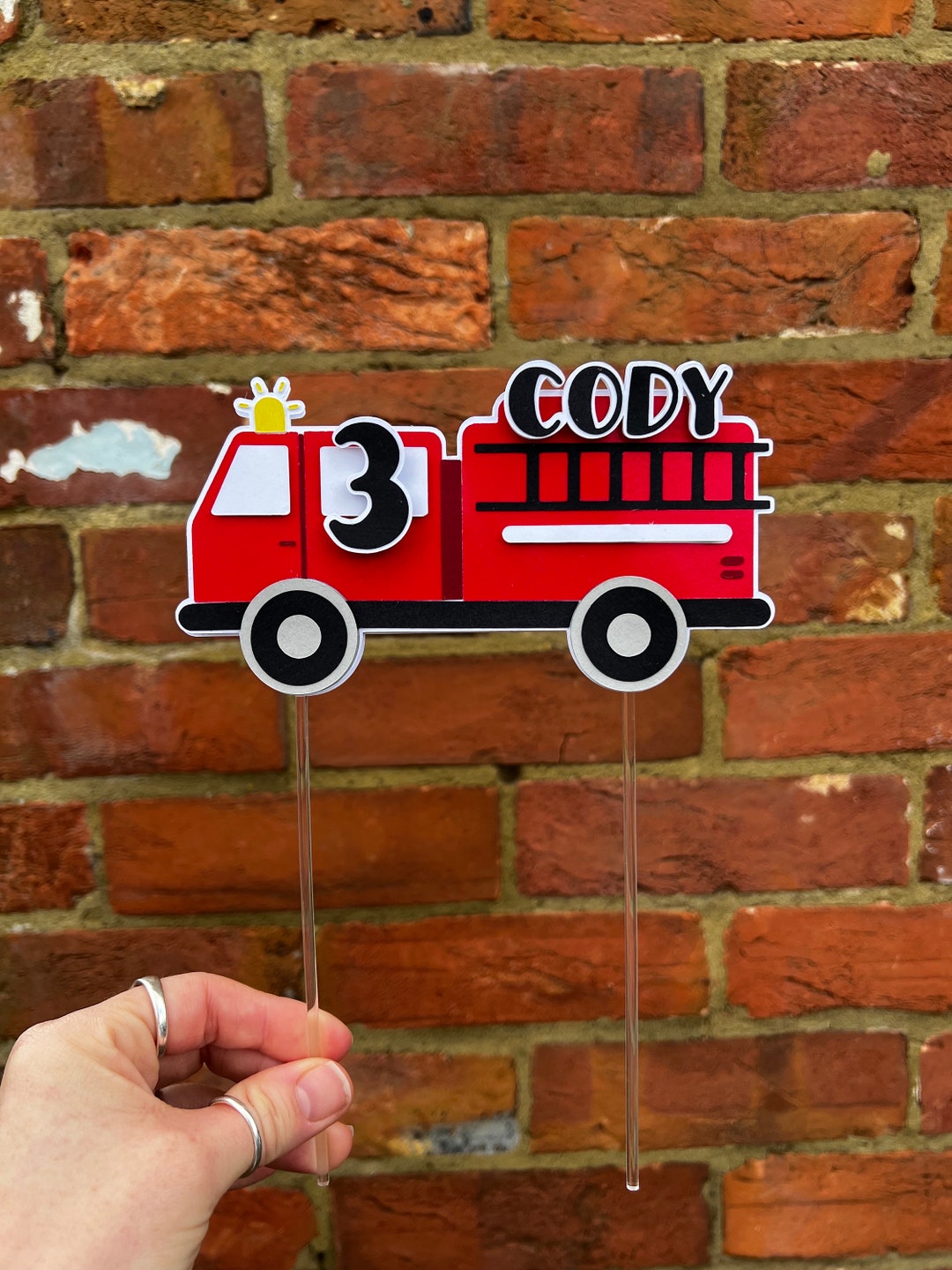Red Fire Truck Cake Topper | Fire Engine Handmade 3D Fire Truck ...