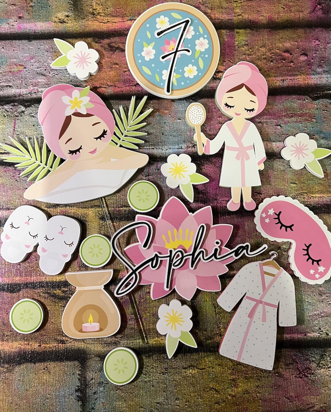 Spa Day Cake Topper Set | 3D Cake Topper | Customised Cake Topper ...