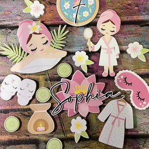 Spa Day Cake Topper Set | 3D Cake Topper | Customised Cake Topper ...