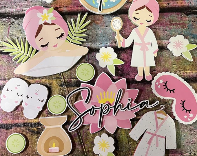 Spa Day Cake Topper Set | 3D Cake Topper | Customised Cake Topper ...