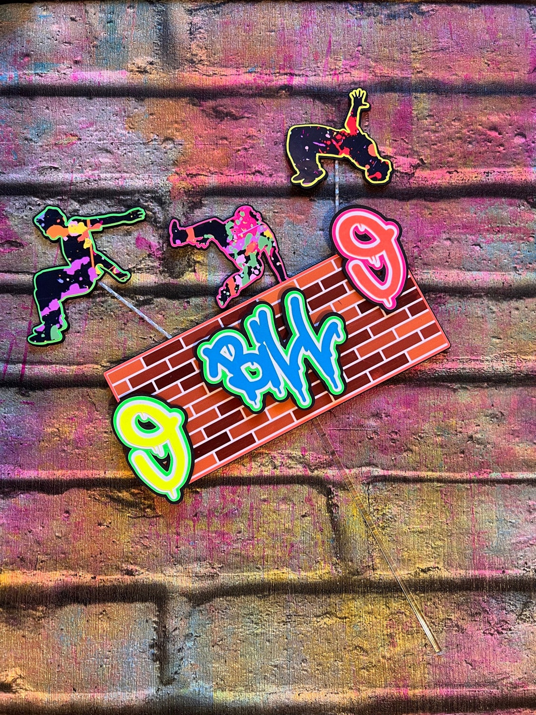 Parkour Cake Topper| Graffiti Cake Topper | Happy Birthday Cake Topper ...