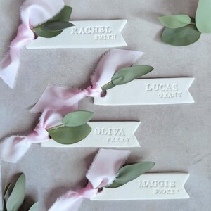 Personalized White Clay Place Card | Name Plate for Formal Dinners ...