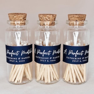 Personalized Match Jar Wedding Favors - A Perfect Match - Custom ...