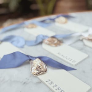 Handmade Clay Place Cards: Personalized Wedding Oyster Shell Name Tags ...