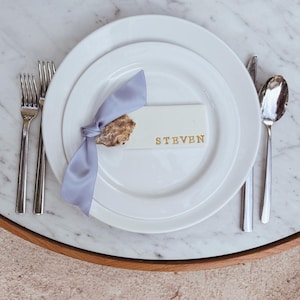 Handmade Clay Place Cards: Personalized Wedding Oyster Shell Name Tags ...