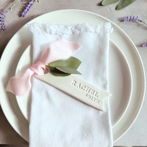 Personalized White Clay Place Card | Name Plate for Formal Dinners ...