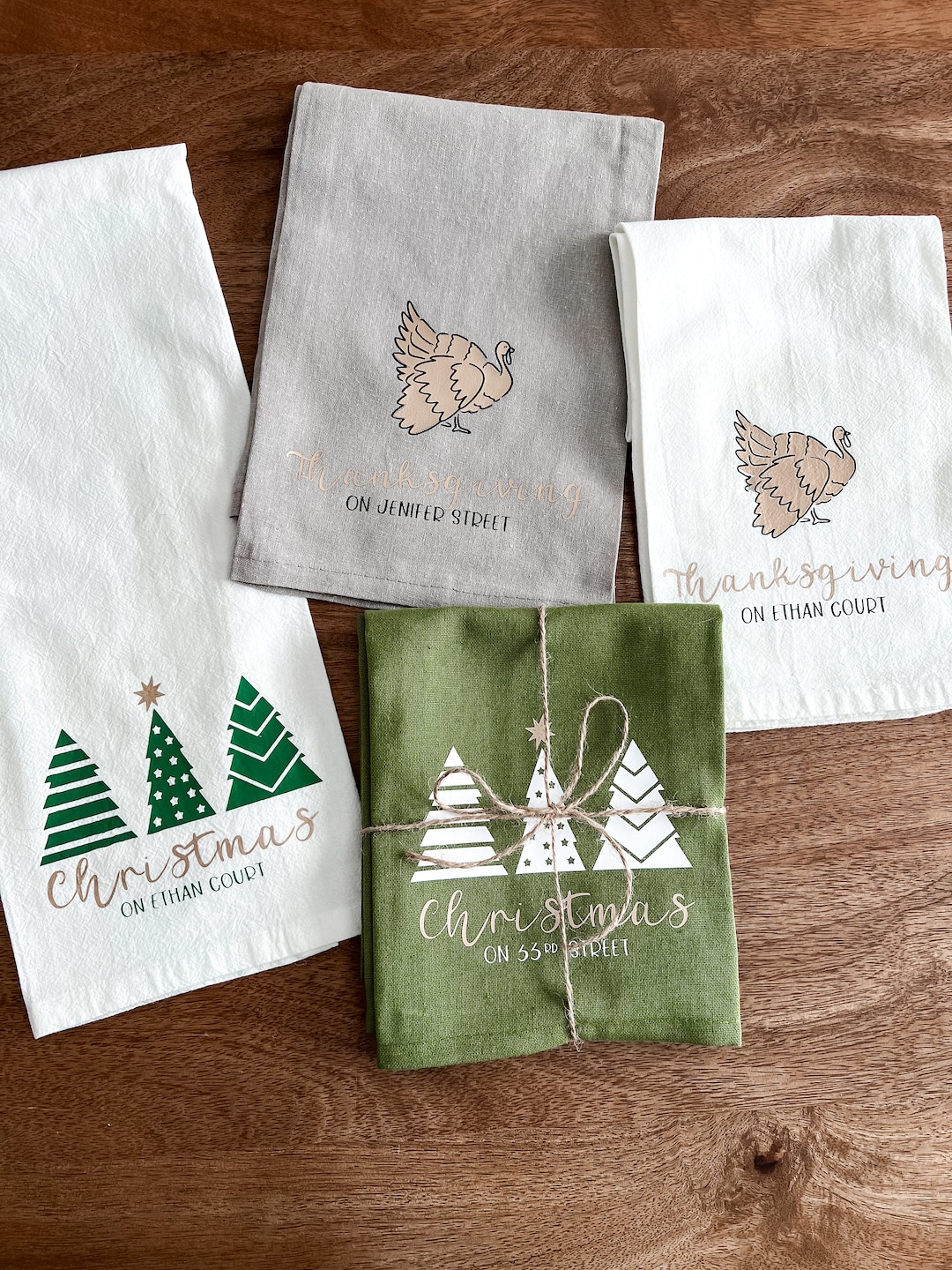 Tea Towel Personalized Holiday Tea Towels Thanksgiving Friendsgiving or ...