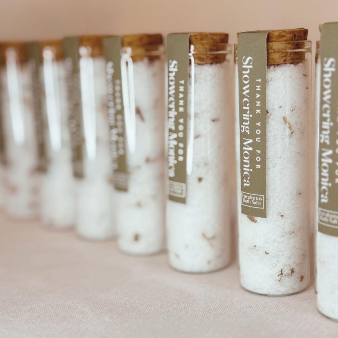 Custom Bath Salt Party Favors: Wedding, Bridal Shower, or Baby Shower ...