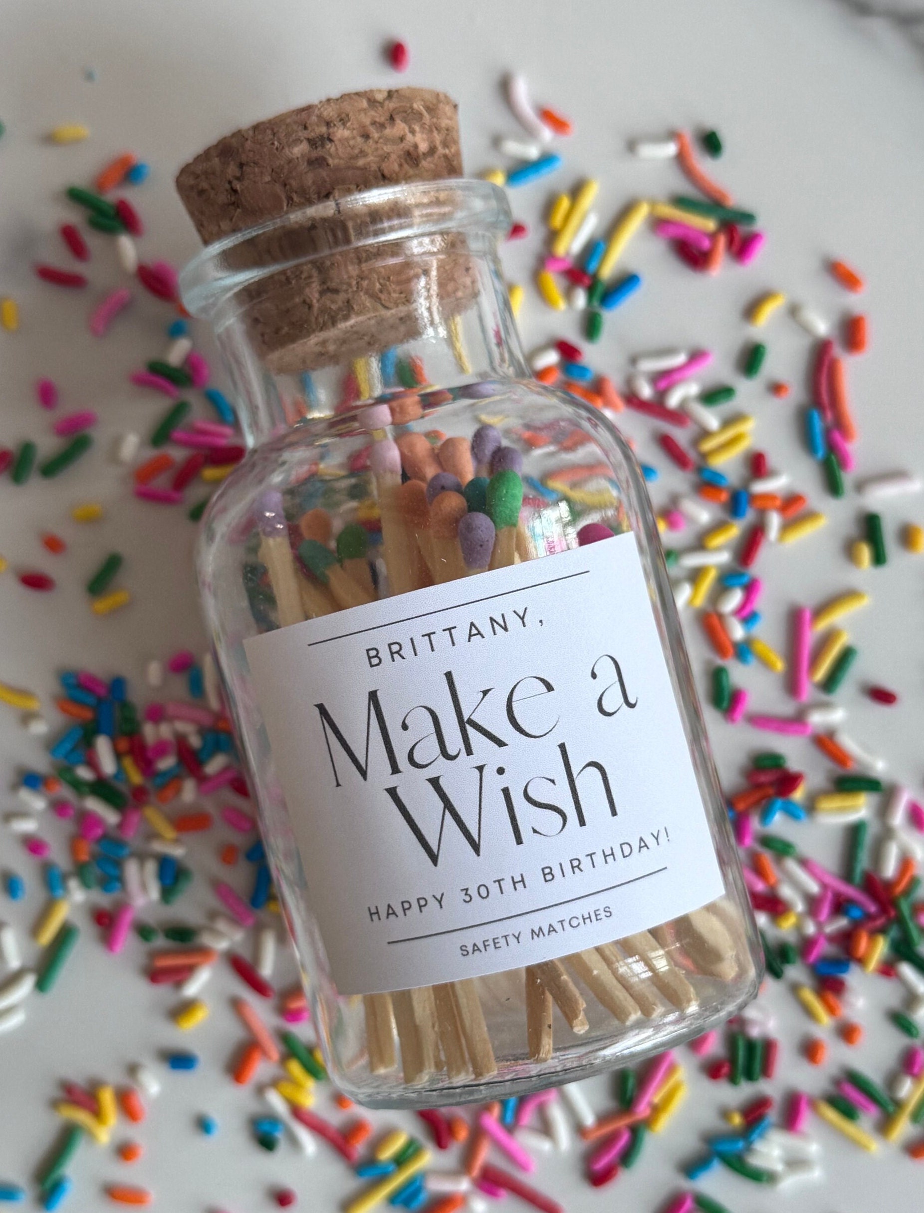 Make a Wish Glass Match Bottle Personalized Gift Custom Birthday Gift ...
