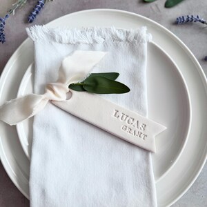 Personalized White Clay Place Card Name Plate for Formal Dinners ...