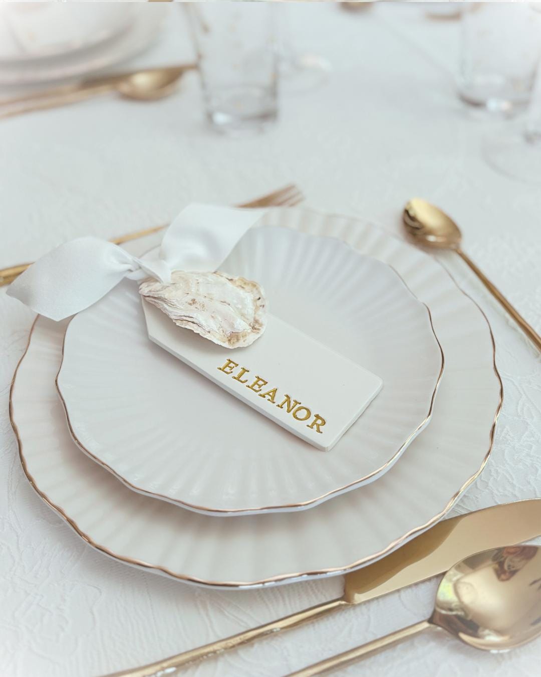 Handmade Clay Place Cards: Personalized Wedding Oyster Shell Name Tags ...