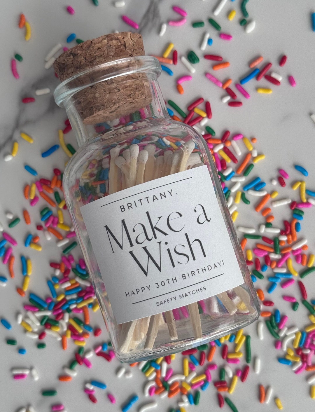 Make a Wish Glass Match Bottle Personalized Gift Custom Birthday Gift ...