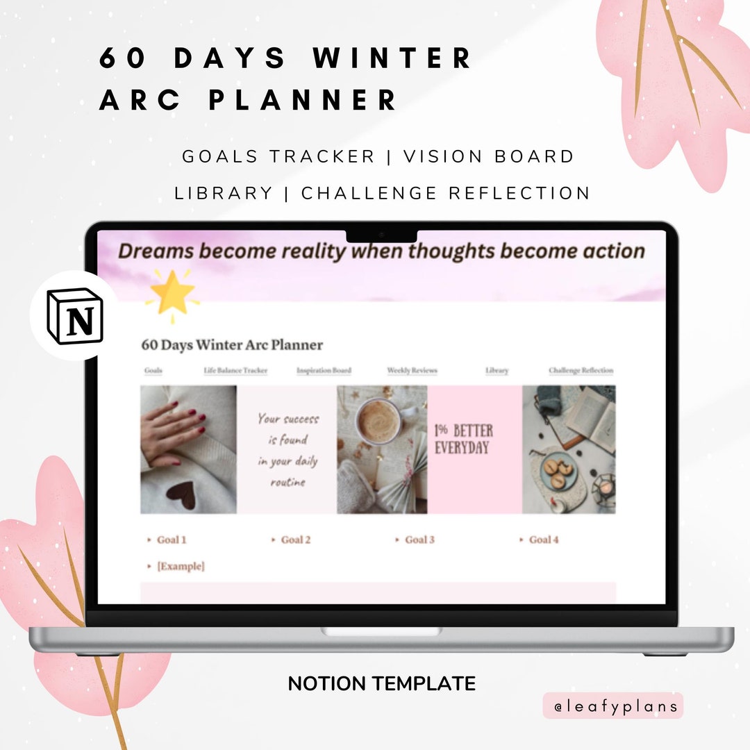 60-day Winter Arc Planner | Pinky Notion Template | Winter Arc Challenge | 60 Day Glow up ...