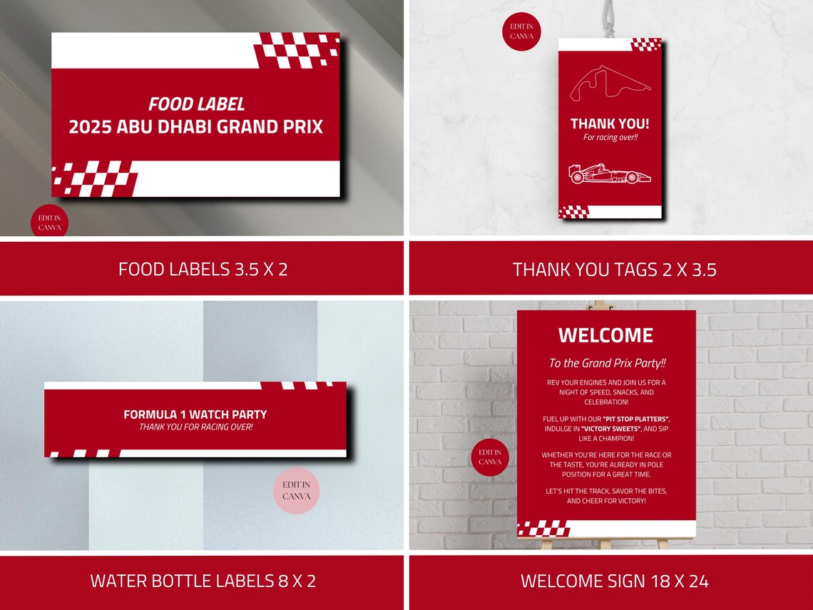 Digital F1 Party Print Bundle | Customizable Formula 1 Bundle | Race ...