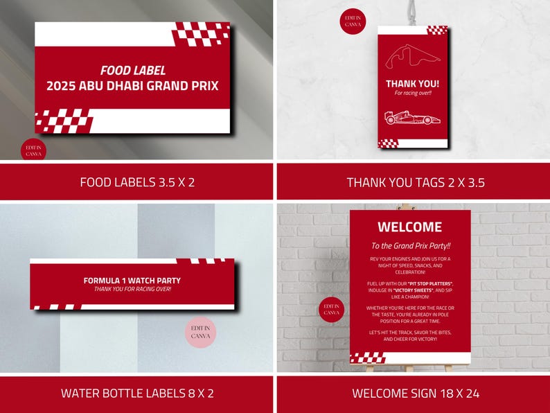 Digital F1 Party Print Bundle | Customizable Formula 1 Bundle | Race ...