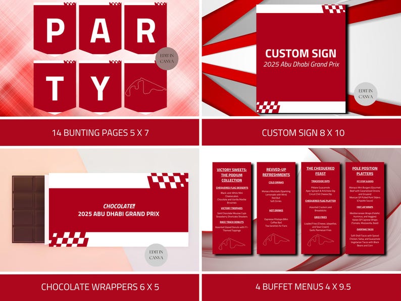 Digital F1 Party Print Bundle | Customizable Formula 1 Bundle | Race ...