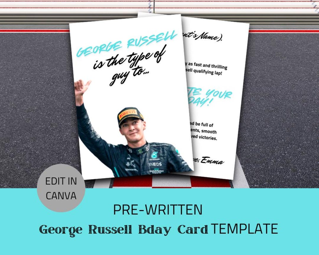George Russell Formula 1 Card | Digital Download | F1 Racing Fan Gift ...