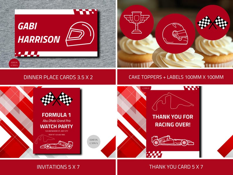 Digital F1 Party Print Bundle | Customizable Formula 1 Bundle | Race ...