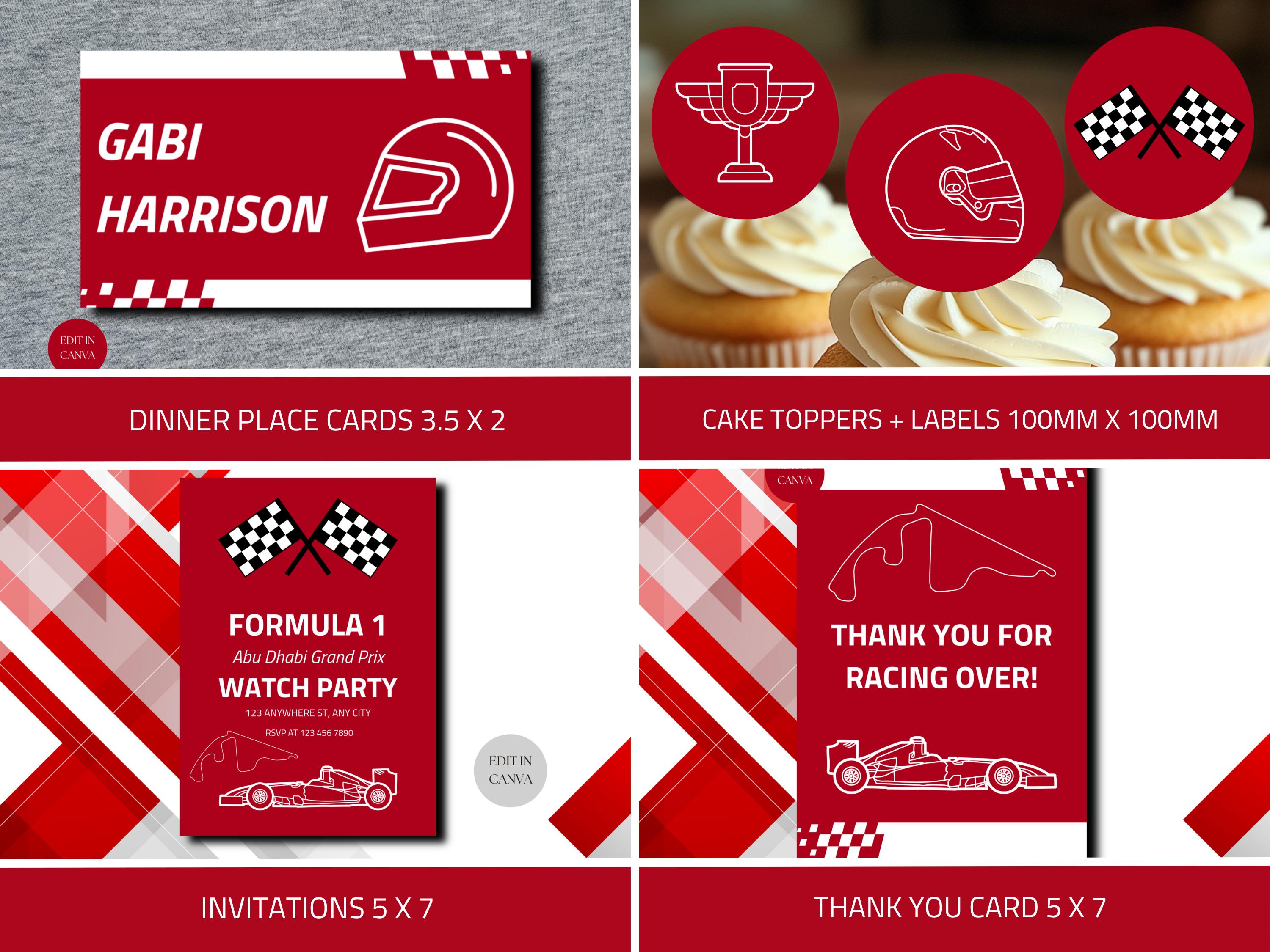 Digital F1 Party Print Bundle | Customizable Formula 1 Bundle | Race ...