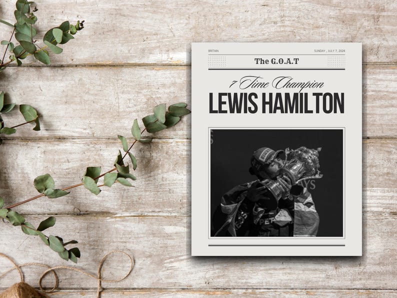 Lewis Hamilton F1 Newspaper-style Poster | Digital Download | Racing ...