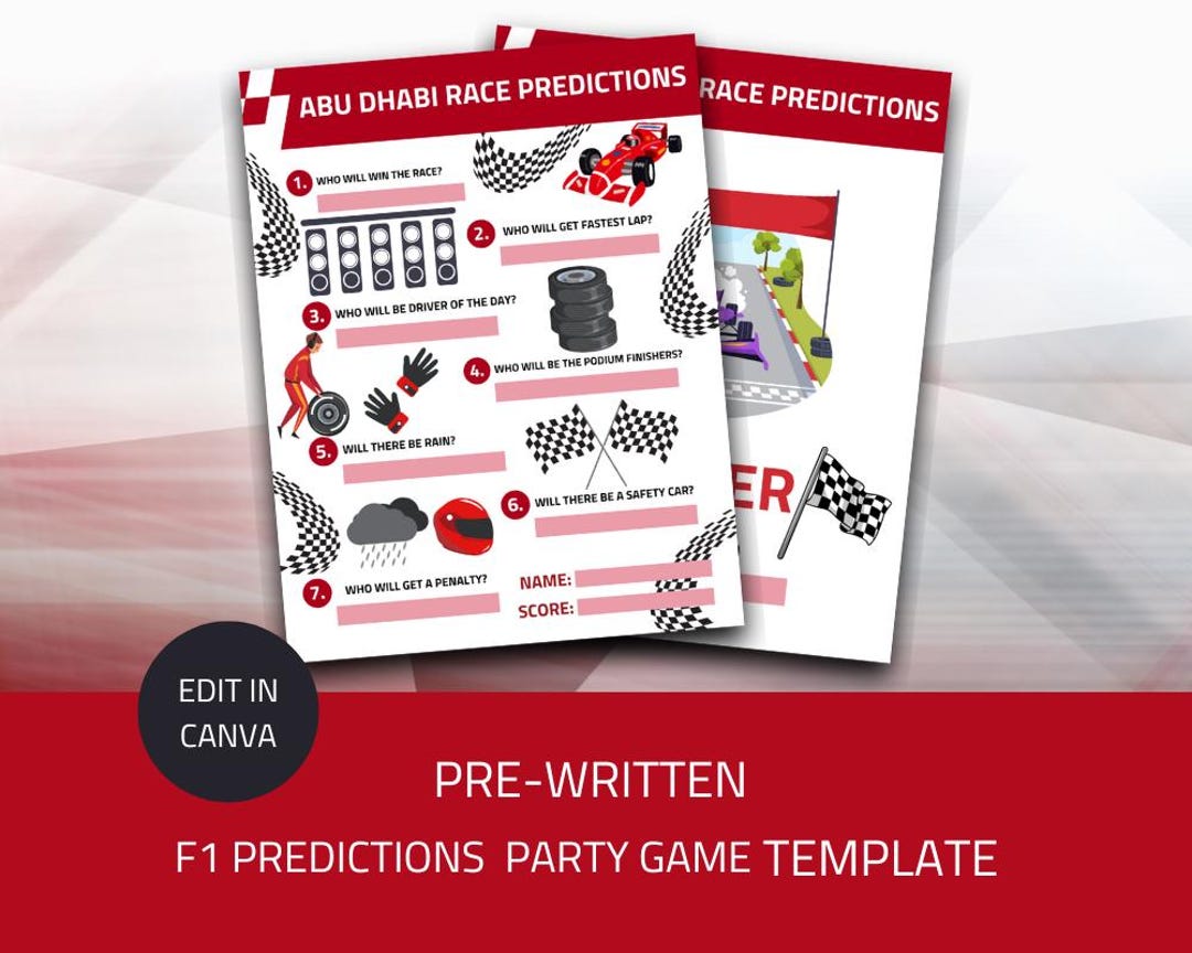 Formula 1 Party Game | Digital & Printable | Instant Download | Race ...