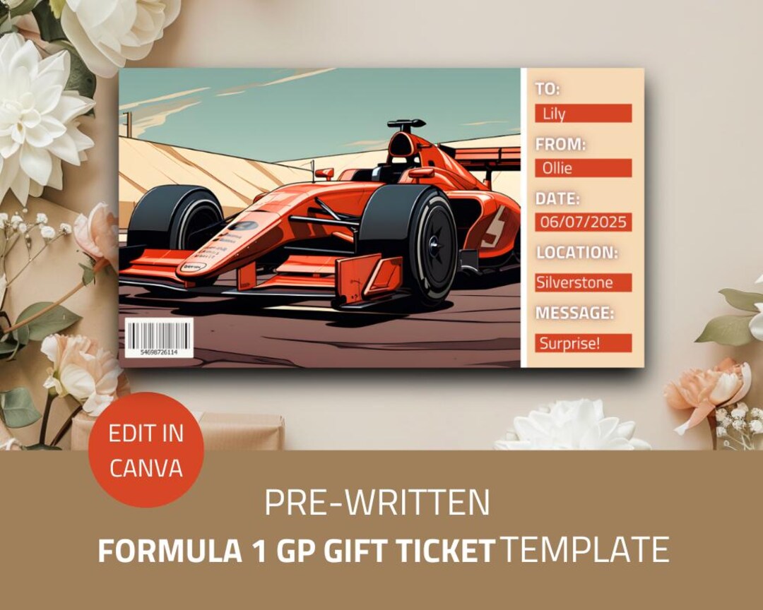 Personalised Grand Prix Ticket Gift | Digital Formula 1 Ticket | F1 ...